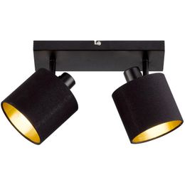 etc-shop Textil Spot Decken Lampe schwarz gold fernbedienung Leuchte dimmbar im Set inkl. rgb led Leuchtmittel