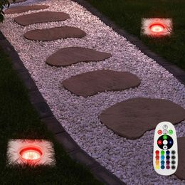 etc-shop 2er Set Boden Außen Leuchten Einbau Strahler Park Garten Lampen im Set inklusive rgb led Leuchtmittel