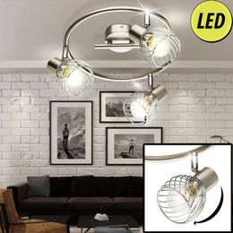 etc-shop Decken Lampe Rondell Spot Leuchte Chrom Käfig Strahler silber beweglich im Set inkl led Leuchtmittel