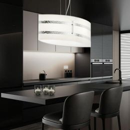 etc-shop Küchenlampe hängend Modern Hängelampe Wohnzimmer Glas Pendelleuchte Esstisch Höhenverstellbar, Metall chrom weiß, 2x E27 Fassungen, LxBxH 50x20x150 cm