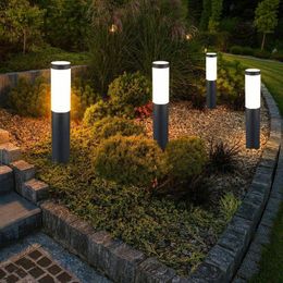 etc-shop 4x Außen Sockel Leuchten anthrazit Terrassen Beleuchtung Edelstahl Garten Strahler Hof Lampen