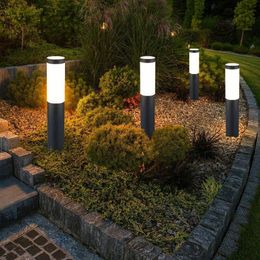 etc-shop - 4x Außen Sockel Leuchten anthrazit Terrassen Beleuchtung Edelstahl Garten Strahler Hof Lampen