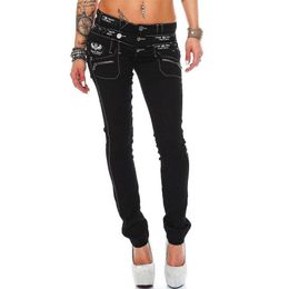 Cipo & Baxx Cipo & Baxx Regular-fit-Jeans Low Waist Hose BA-CBW0313 mit Kontrastnaht und 3x Bund-Optik