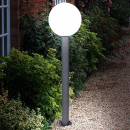 etc-shop - Außenleuchte Stehlampe Gartenleuchte Standleuchte Terrassenlampe anthrazit Wegeleuchte, Aluminium Glas, Kugel, 1xE27, DxH 25x100 cm