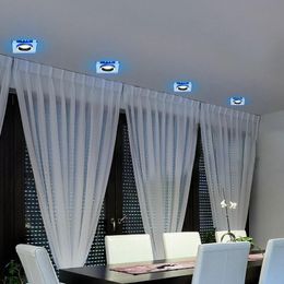 etc-shop 4er Set Einbau Strahler Deko led Decken Lampen Wohn Zimmer Flur Beleuchtung blau Glas Spots klar