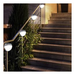 etc-shop 8er Set led Solar Außen Garten Lampen Zaun Leuchten IP44 Beleuchtungen rund