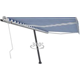 StandMarkise Einziehbar，Windfest Sonnenmarkise Handbetrieben 400x300 cm Blau/Weiß vidaXL