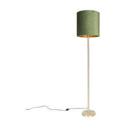 Qazqa - Botanische Stehlampe Messing mit grünem Schirm 40 cm - Simplo - Grün