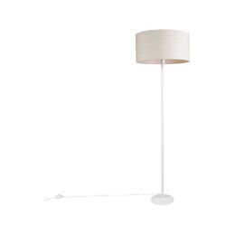 Qazqa Moderne Stehlampe weiß mit pfefferfarbenem Schirm 50 cm - Simplo - Crème