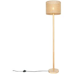 Qazqa Ländliche Stehlampe Holz mit Leinenschirm natur 32 cm - Mels - Naturel