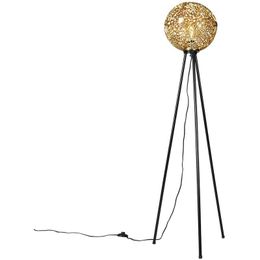 Qazqa Art Deco Stativ-Stehlampe Gold - Maro - Gold/Messing