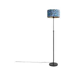 Qazqa Stehlampe schwarz mit Veloursschirm Schmetterlinge 35 cm - Parte - Bunt
