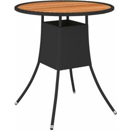 Garden Esstisch,Gartentisch Schwarz ø 70 cm Poly Rattan Massivholz Akazie vidaXL