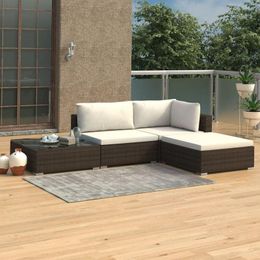 Bonnevie - 4-tlg. Garten-Lounge-Set,Gartenmöbel-Set mit Auflagen Poly Rattan Braun vidaXL