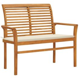 Bonnevie - Gartenbank Ruhebank mit Cremeweißer Auflage 112 cm Massivholz Teak vidaXL