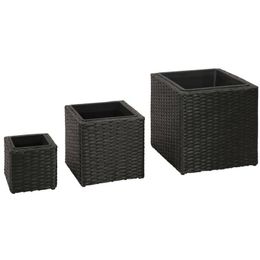 Sweiko - Garten-Hochbeet 3-tlg. Poly Rattan Schwarz 26346