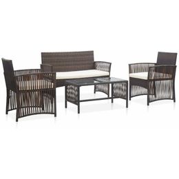 Bonnevie - 4-tlg. Garten-Lounge-Set,Gartenmöbel-Set mit Auflage Poly Rattan Braun vidaXL