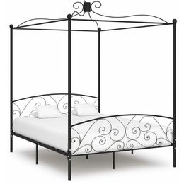 Bettgestell,Bett für Erwachsene,Elegantes Bettrahmen,Himmelbett-Gestell Schwarz Metall 180 x 200 cm -BVE55292