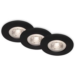 Briloner - Leuchten kulana led 3er Set Einbauleuchten 3x led Fernbedienung Dimmbar 4,9 w 480 lm Kunststoff Schwarz