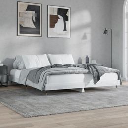 Bettgestell - Schlafzimmerbett/Doppelbett - Erwachsenenbett Hochglanz-Weiß 120x200 cm Holzwerkstoff XTJTE946221 MAISONCHIC