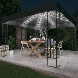Bonnevie - Pavillon Familienzelt mit LED-Lichterkette 3x3 m Anthrazit Stoff vidaXL
