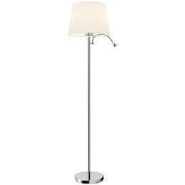 LINDBY Benjiro - Stoff-Stehlampe mit LED-Leselicht - weiß, chrom