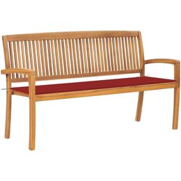 Bonnevie - Stapelbare Gartenbank mit Auflage Ruhebank 159 cm Massivholz Teak vidaXL