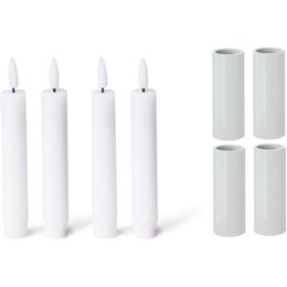 Novaliv - 4x Standkerzenhalter Stabkerzenhalter 4 x 10cm Weiß - 4 x 10cm Weiß