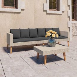 2-tlg. Garten-Lounge-Set Gartenmöbel-Set Terrassen-Sitzgruppe mit Auflagen Poly Rattan Beige ZDEH85249 MAISONCHIC