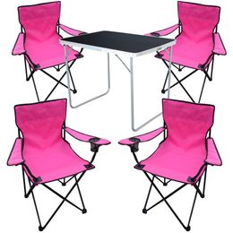 Mojawo 5-tlg Campingsessel Pink + Campingtisch-MMC330870B+4xMPO2471