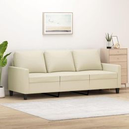 Bonnevie - 3-Sitzer-Sofa,Sofas gerade Creme 180 cm Kunstleder vidaXL
