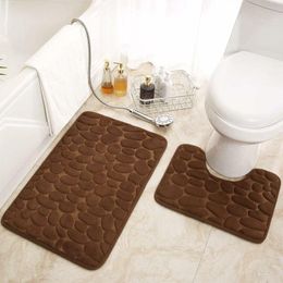 Set mit 2 Badematten aus Memory-Schaumstoff, rutschfest und saugfähig, 80 x 50 cm und 50 x 40 cm, U-förmige Toilettenkontur, maschinenwaschbar,