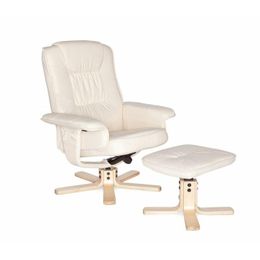 Fun Moebel - Fernsehsessel Relax-Sessel cinema Kunstleder Creme inkl. Hocker