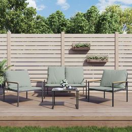 4-tlg. Garten-Lounge-Set Gartenmöbel-Set Terrassen-Sitzgruppe mit Kissen Anthrazit Stahl ZDEH11003 MAISONCHIC