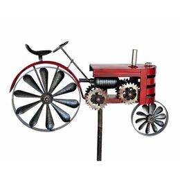 DanDiBo - Gartenstecker Metall Traktor xl 160 cm Trecker Rot 96105 Windspiel Windrad Wetterfest Gartendeko Garten Gartenstab Bodenstecker