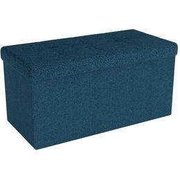 Intirilife - Sitzbank mit Stauraum 76x38x38 cm in ozean blau - Faltbare Sitzbank und Deckel aus Stoff mit Mulden - Sitzcube Fußablage