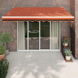 Markise Einziehbar,Windfest Sonnenmarkise Orange und Braun 3,5x2,5 m Stoff & Aluminium vidaXL