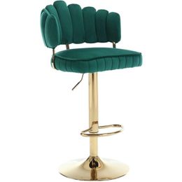 Okwish - Drehbare Barhocker, 2er-Set, höhenverstellbare Stühle mit Fußstütze für Küche, Esszimmer,Smaragd Smaragd