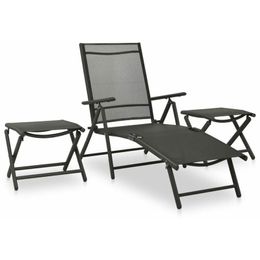 3-tlg. Garten-Lounge-Set, Gartenmöbel, Sitzgruppe Gartenset Textilene und Aluminium Schwarz LLOAQ583476 MAISONCHIC