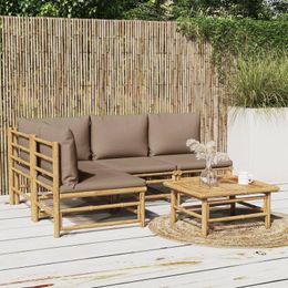 MAISONCHIC - 5-tlg. Garten-Lounge-Set Gartenmöbel-Set Terrassen-Sitzgruppe mit Kissen Taupe Bambus ZDEH82349