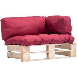 Bonnevie - Outdoor-Sofa Paletten mit Kissen in Rot Kiefernholz vidaXL698032