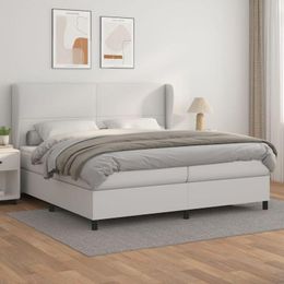MAISONCHIC - Boxspringbett mit Matratze Doppelbett Bett für Schlafzimmer Weiß 200x200 cm Kunstleder DE56706
