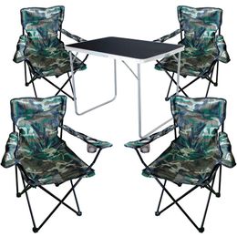 Mojawo 5-tlg Campingsessel Camouflage + Campingtisch-MMC330870B+4xMPO2469