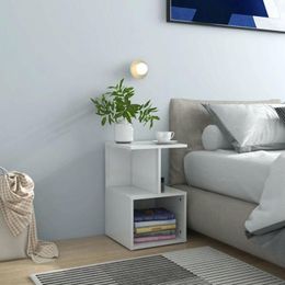 Nachttisch, Nachtkommode, Beistelltisch, Nachtschrank für Schlafzimmer Hochglanz-Weiß 35x35x55 cm Holzwerkstoff MAIW22265 MAISONCHIC