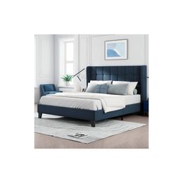 Betten für Erwachsene Polsterbett in modernem Design und Polsterkopfteil, Doppelbett 140x200cm blau - Blau