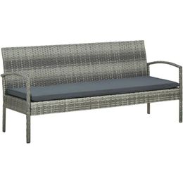 Gartensofa 3-Sitzer mit Kissen Grau Poly Rattan vidaXL17242