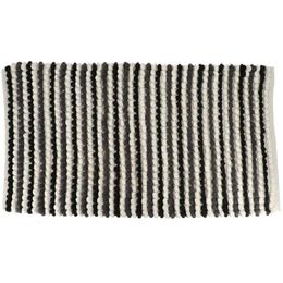 Teppich kugeln dreifarbig baumwolle polyester 50x90 cm - weiss grau schwarz Tendance Schwarz-Weiss