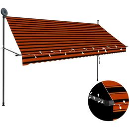 Einziehbare Markise Sonnenmarkise Sonnenschutz Terrasse Balkon Auvent Handbetrieben mit led 300 cm Orange Braun RGDCH249916 MAISONCHIC