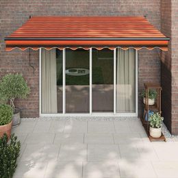 Markise Einziehbar, Gelenkarmmarkise, Einziehbare Sonnenmarkise Orange und Braun 3,5x2,5 m Stoff und Aluminium KLI27359 MAISONCHIC