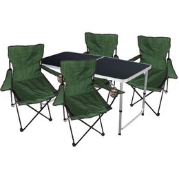 Mojawo 5-tlg Campingtisch + 4x Anlerstuhl Grün-MMC330872B+4xMPO2432